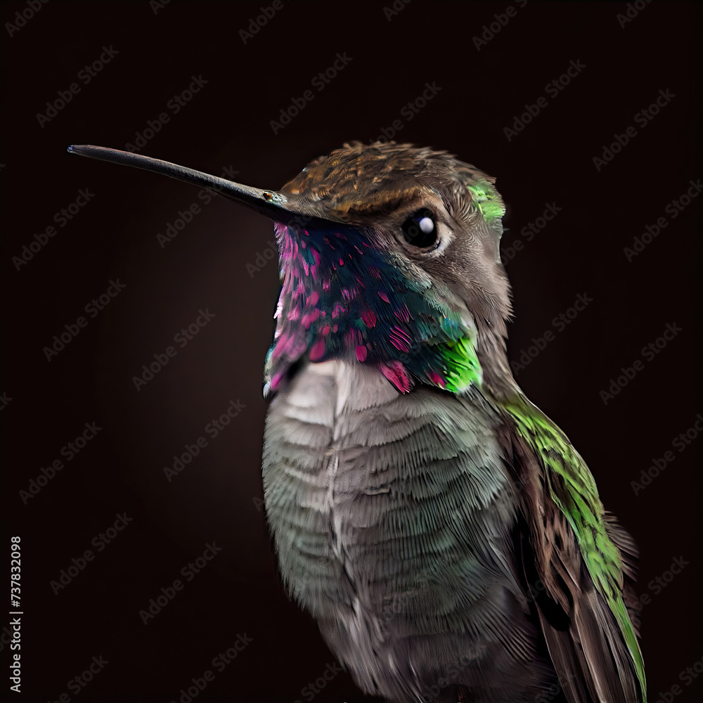 Colorful Hummingbird Portrait with Vibrant Plumage Stock Photo | Adobe ...