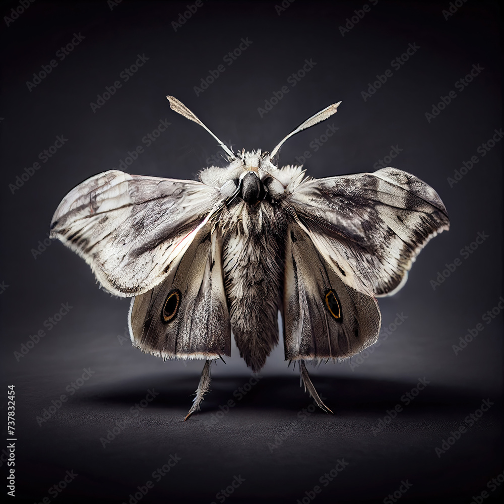 Cabbage Moth Close-Up Portrait in Professional Studio Setting Stock ...