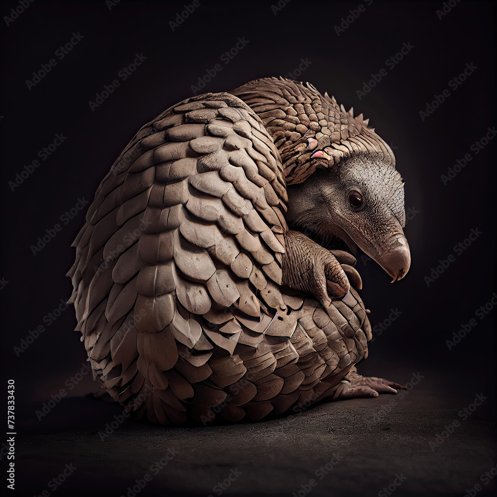 Curled Up Pangolin Portrait in Professional Studio Setting Stock Photo ...