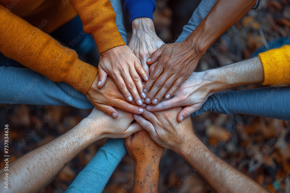 Conceptual image of teamwork and partnership at workplace. Team ...