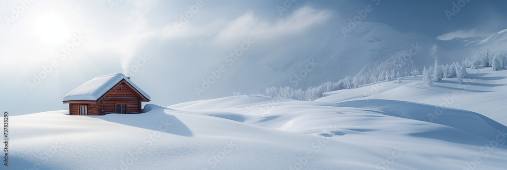 Remote Wooden Hut, Modern Luxury, Scenic Mountain Valley, Winter Resort ...
