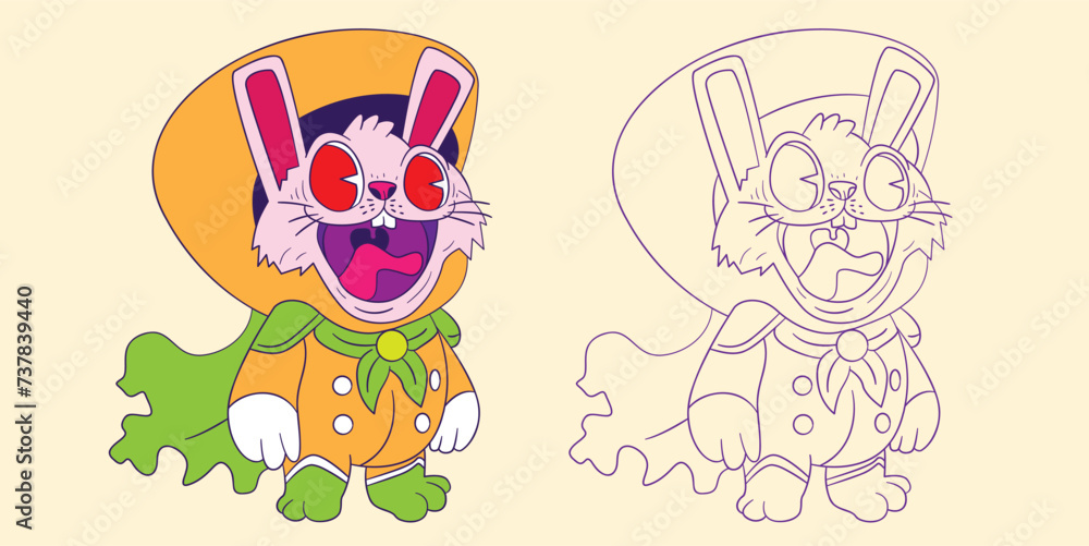 cute animal doodle illustration for coloring page drawing book Stock ...