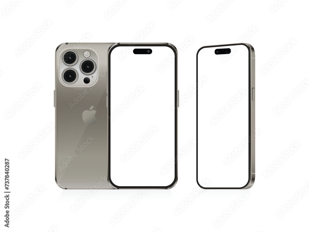 Gray Iphone 15 and Iphone 15 Pro Max. Realistic mockup of the ...