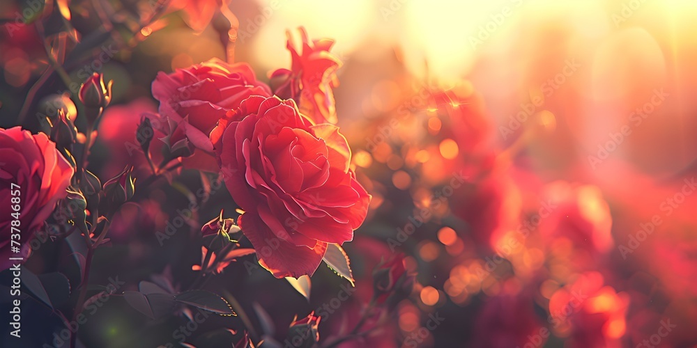 Entrancing View: Sunlit Red Roses Radiate Vibrancy. Concept Nature's ...