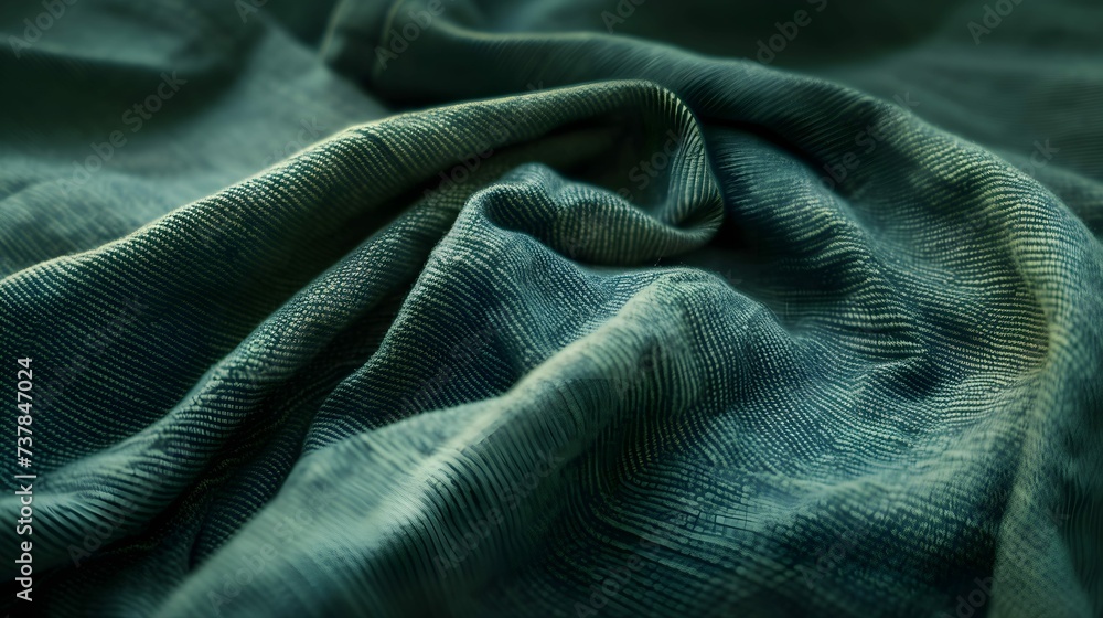 Tidewater Green denim fabric, highlighting the rugged texture, iconic ...