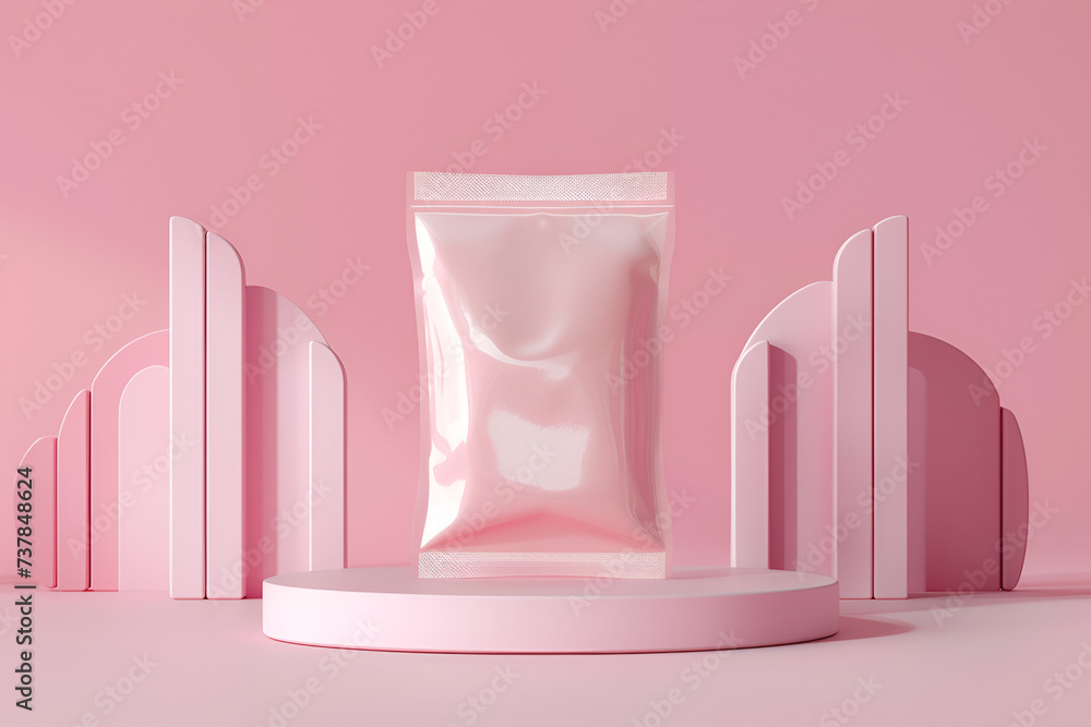 Pink packaging for cosmetics products on a simple pink background Stock ...
