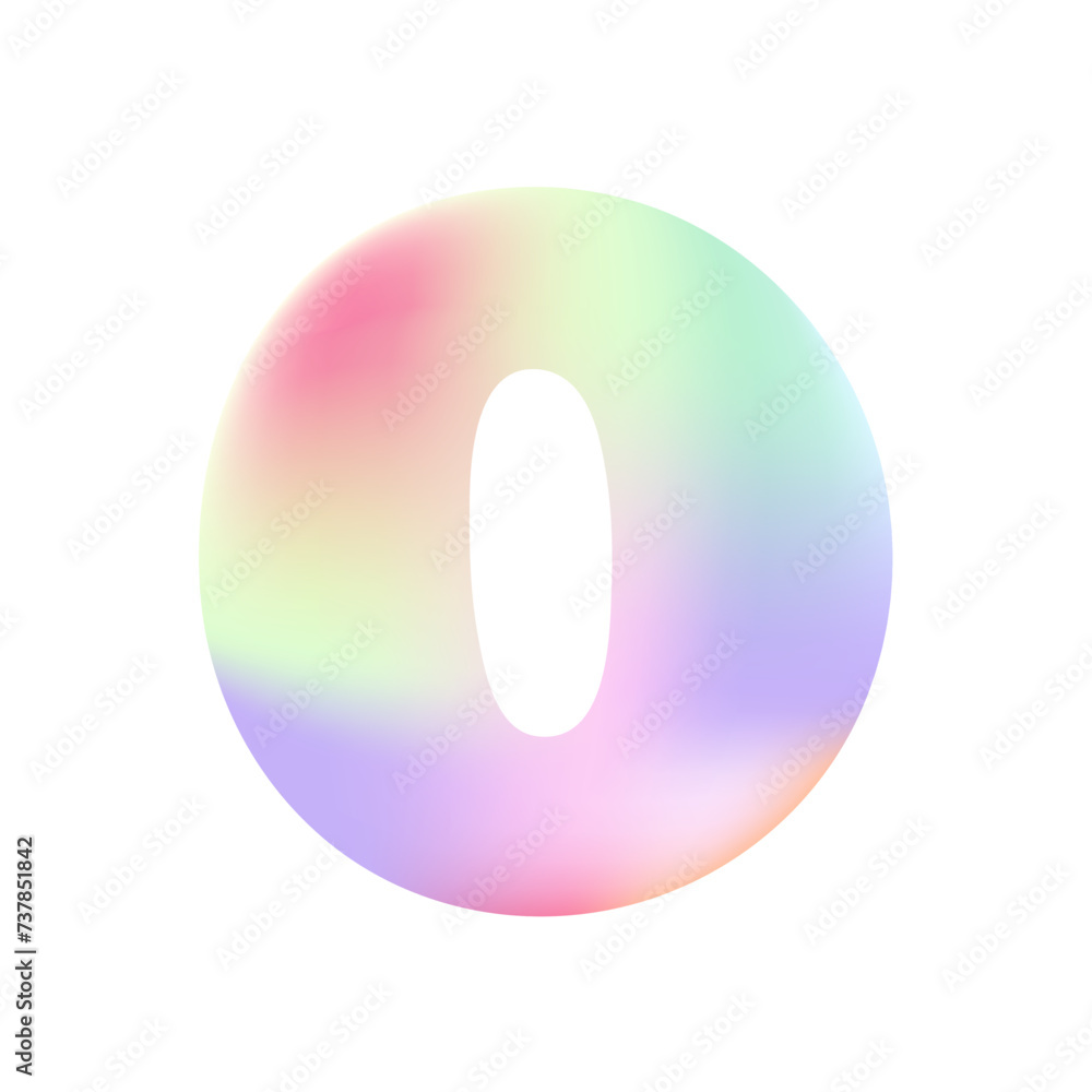 Number zero. Holographic balloon in the shape of the number zero ...