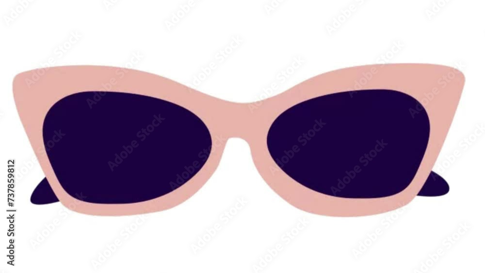 sunglasses for summer bw 2D object animation. Beach accessory outline ...