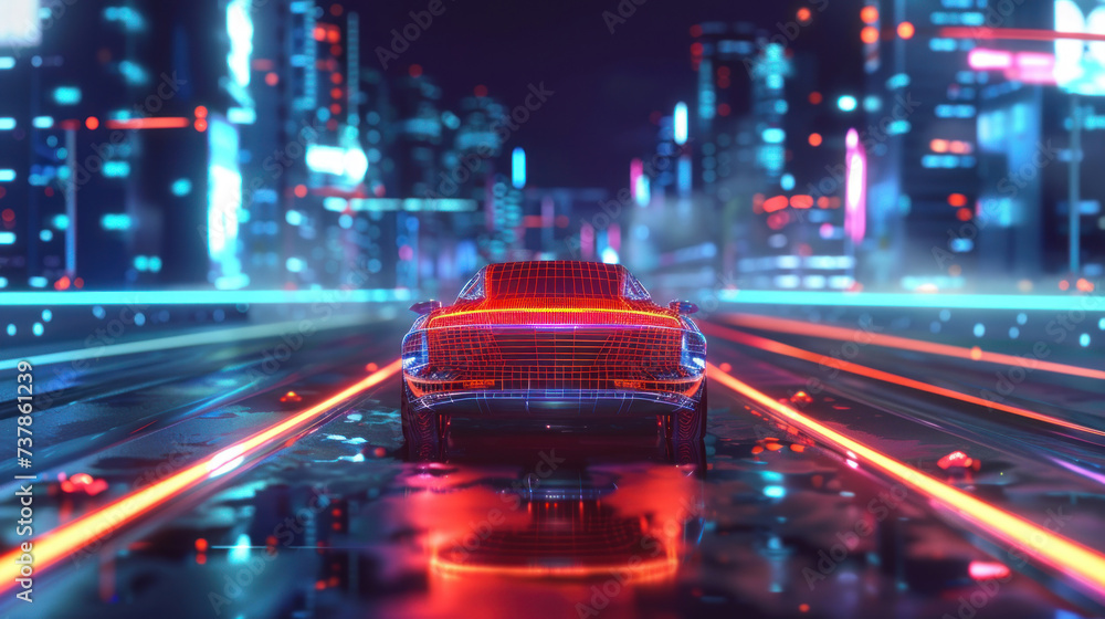 Smart car , Autonomous self-driving mode vehicle on metro city road iot ...