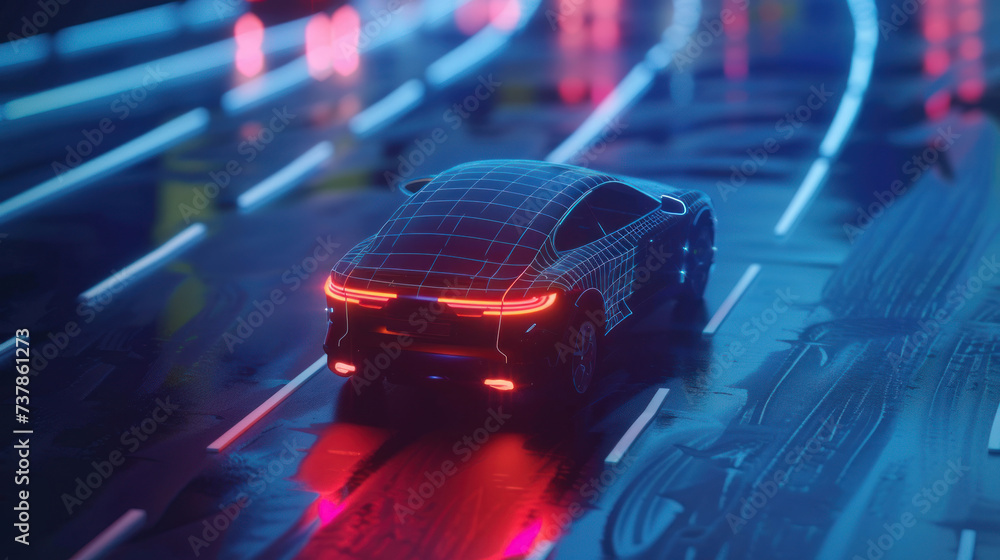 Smart car , Autonomous self-driving mode vehicle on metro city road iot ...