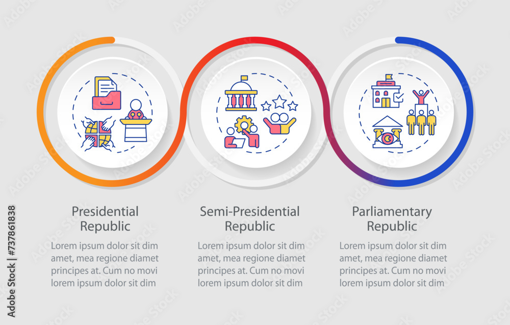 Government political system circle infographic template. Data ...