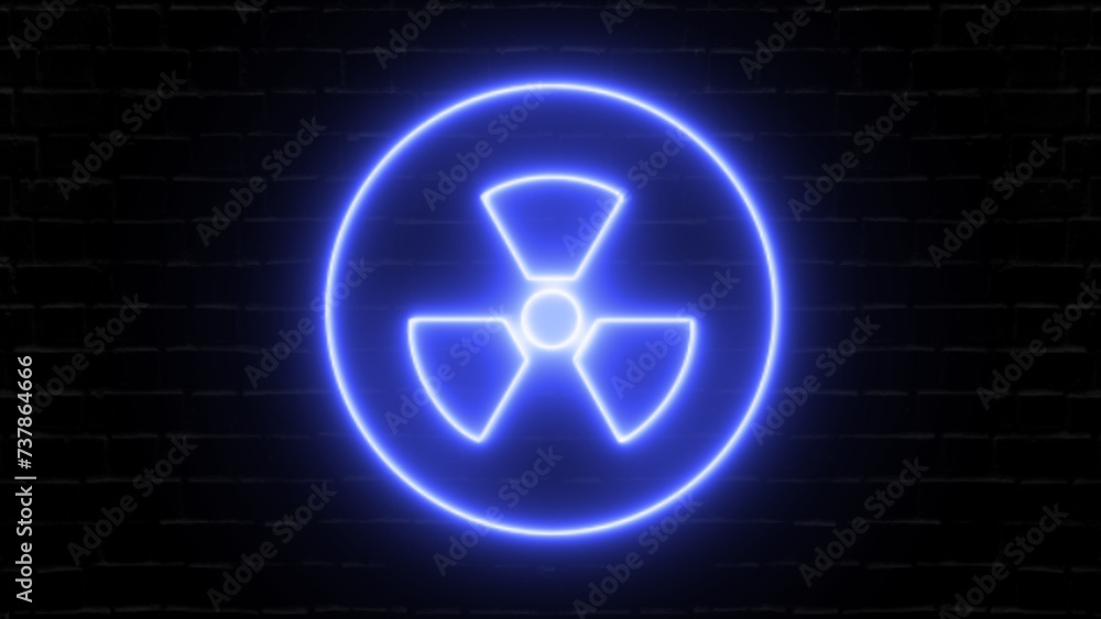 Radiation Hazard neon sign. Biohazard symbol, Vector illustration ...