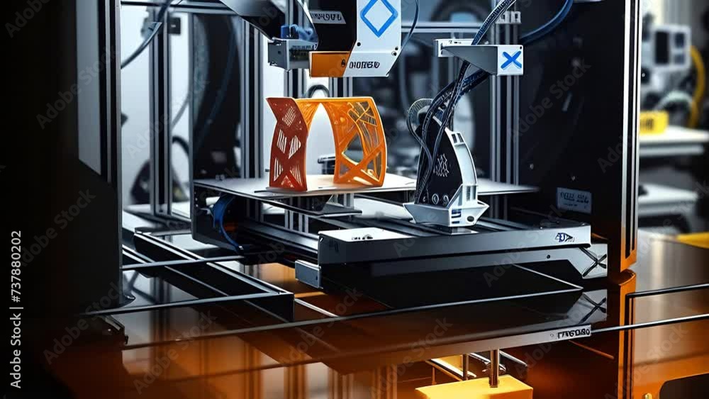3D printer creating model. Concept of technology themes, innovation in ...