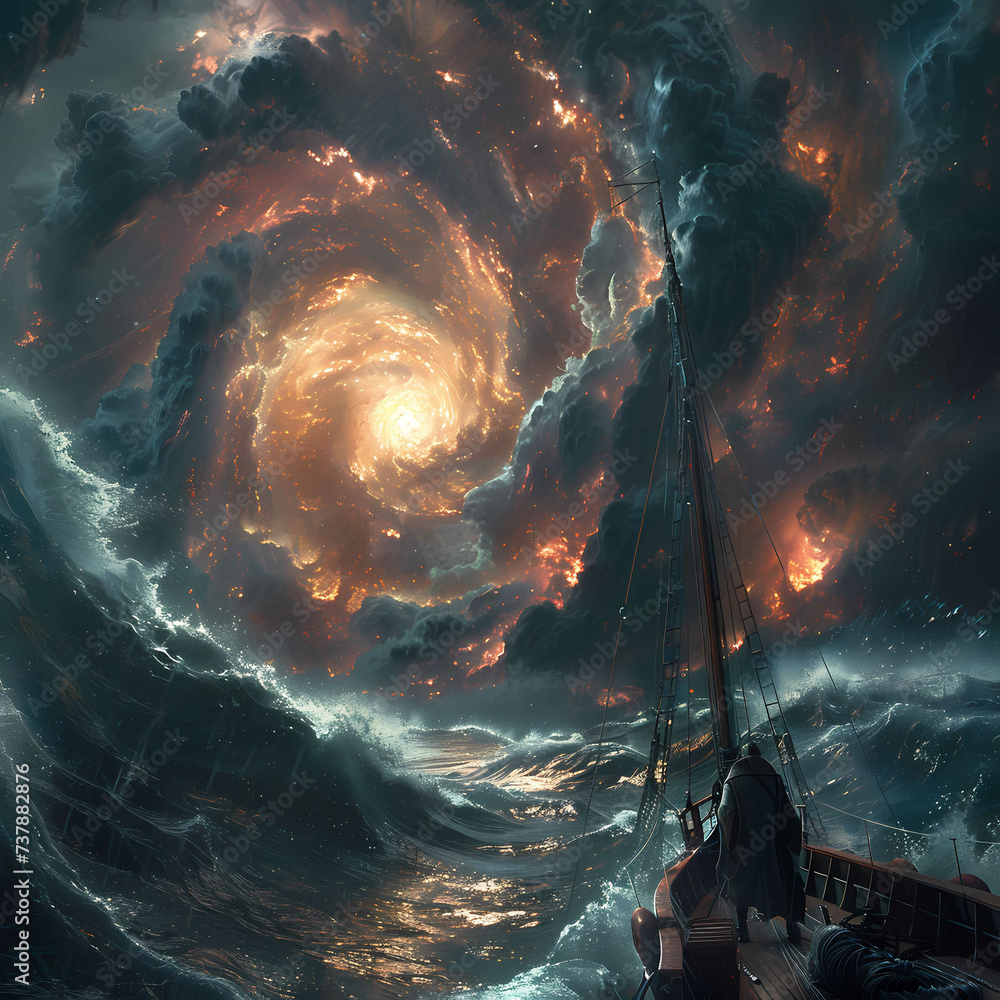 Epic Nautical Adventure Through a Maelstrom of Ocean Fury Stock ...