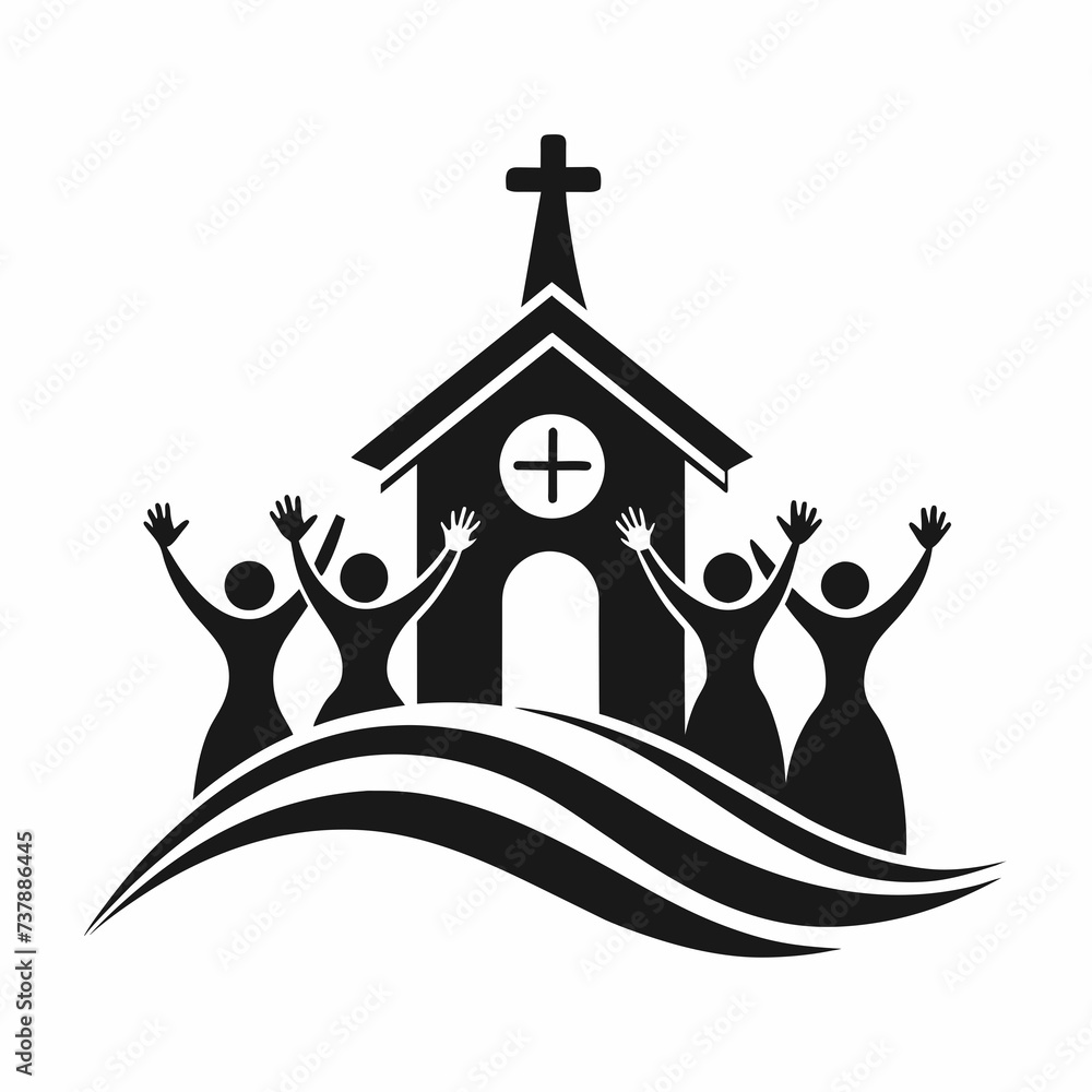 Community Church Logo design inspiration silhouette logo Stock Vector ...