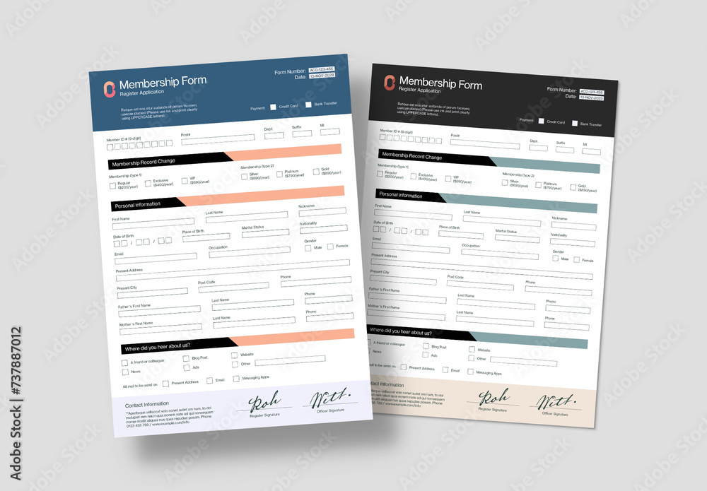 Registration Form Layout Stock Template | Adobe Stock