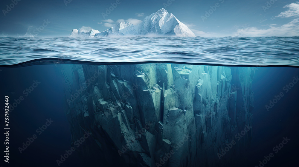 Underwater view of iceberg with beautiful transparent sea on background ...