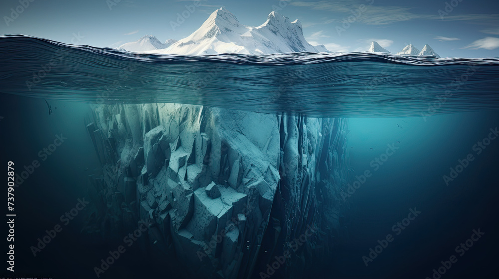 Underwater view of iceberg with beautiful transparent sea on background ...