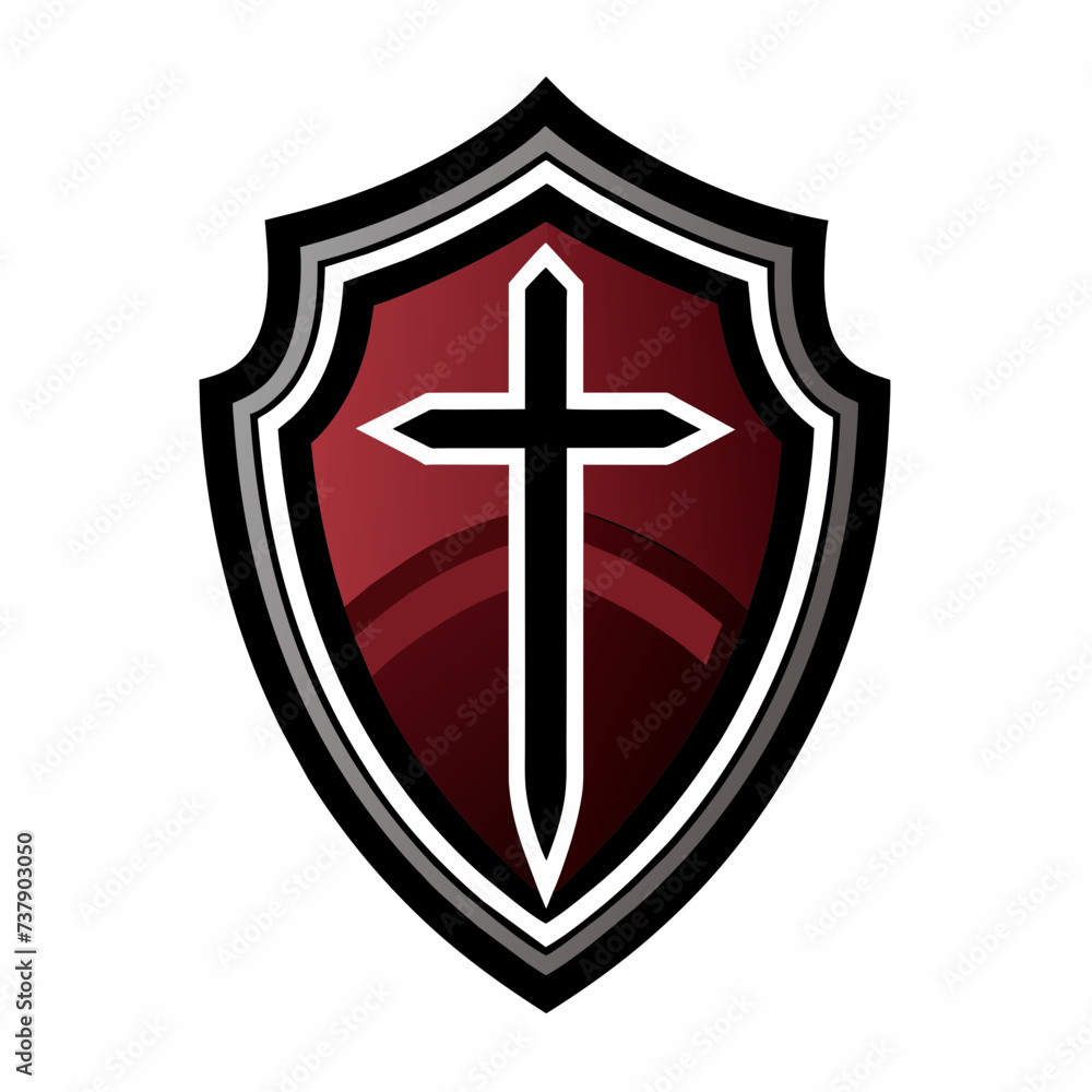 Templar Shield Medieval with Christian Cross Logo design Stock Vector ...