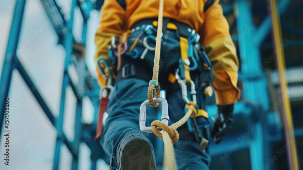 Working at height Fall arrest device for workers with safety belt hook ...