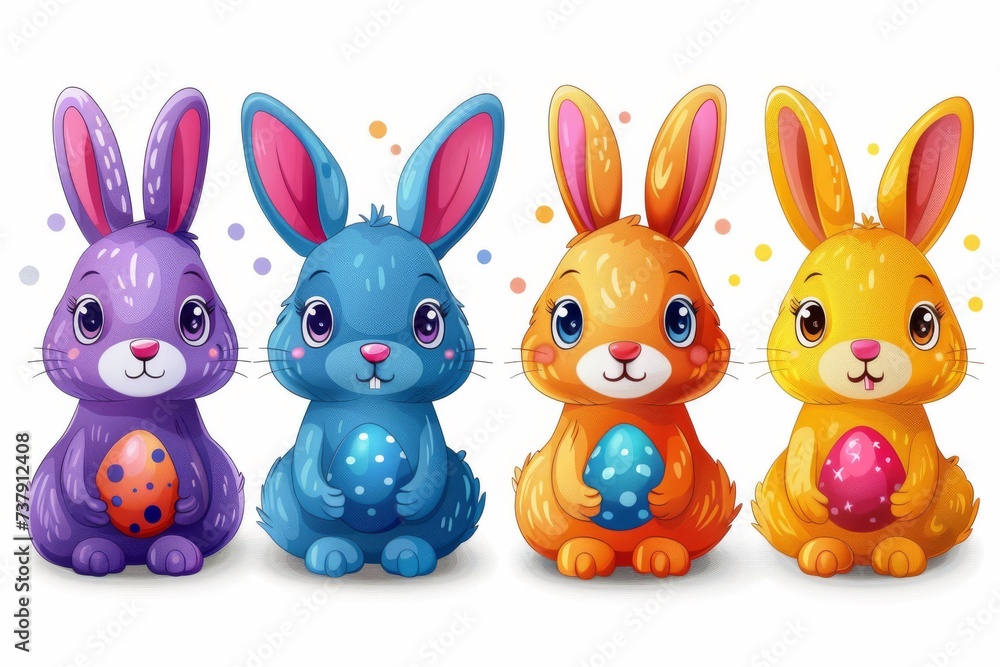 Happy Easter Eggs Basket Storyboard. Bunny in Egg hunt clues flower ...