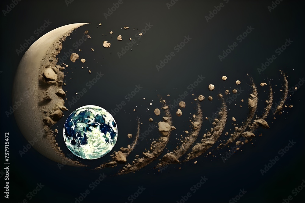 Lunar phases collage depicting the moon's transformation through its ...
