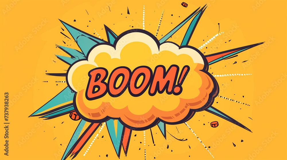 boom word in comic speech bubble style with explosion in pop art on ...