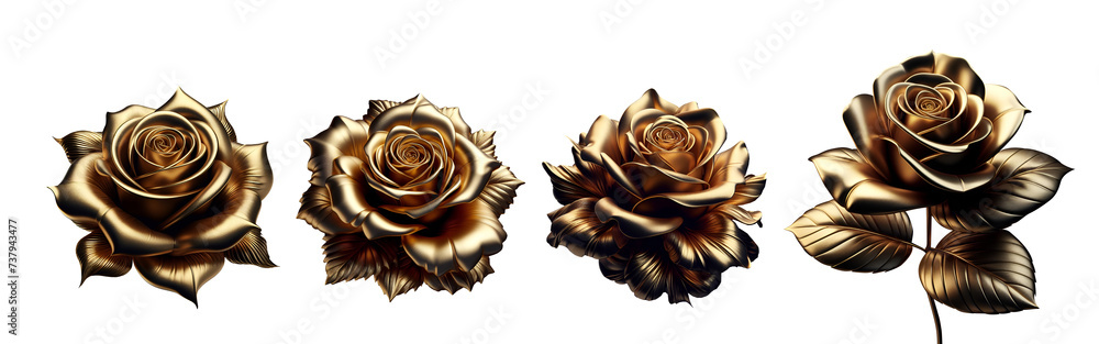 Gold rose on transparent background | golden flower | Floral Idea | Set ...