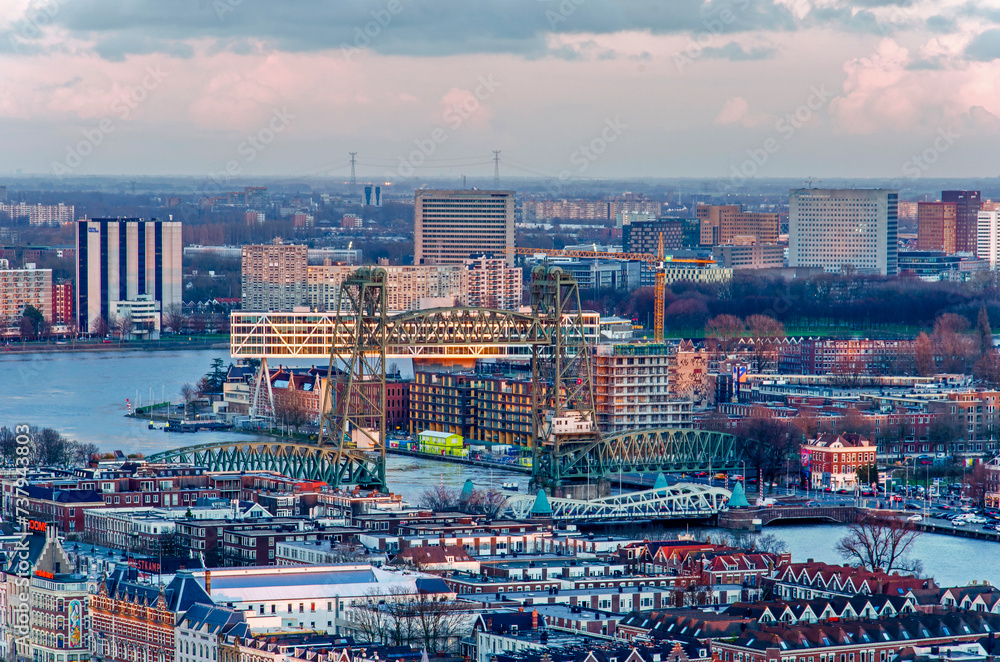 Rotterdam, The Netherlands, February 12, 2024: aerial view of the city ...