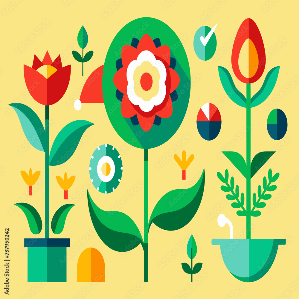 Abstract interpretations of the life cycle of a flower vektor ...