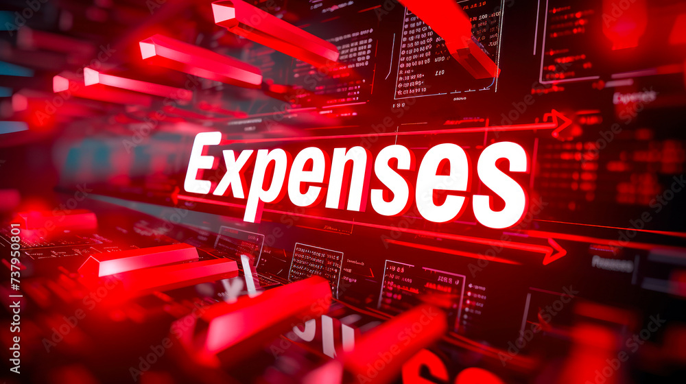 Expenses text prominently featured in bold white font against a dynamic ...