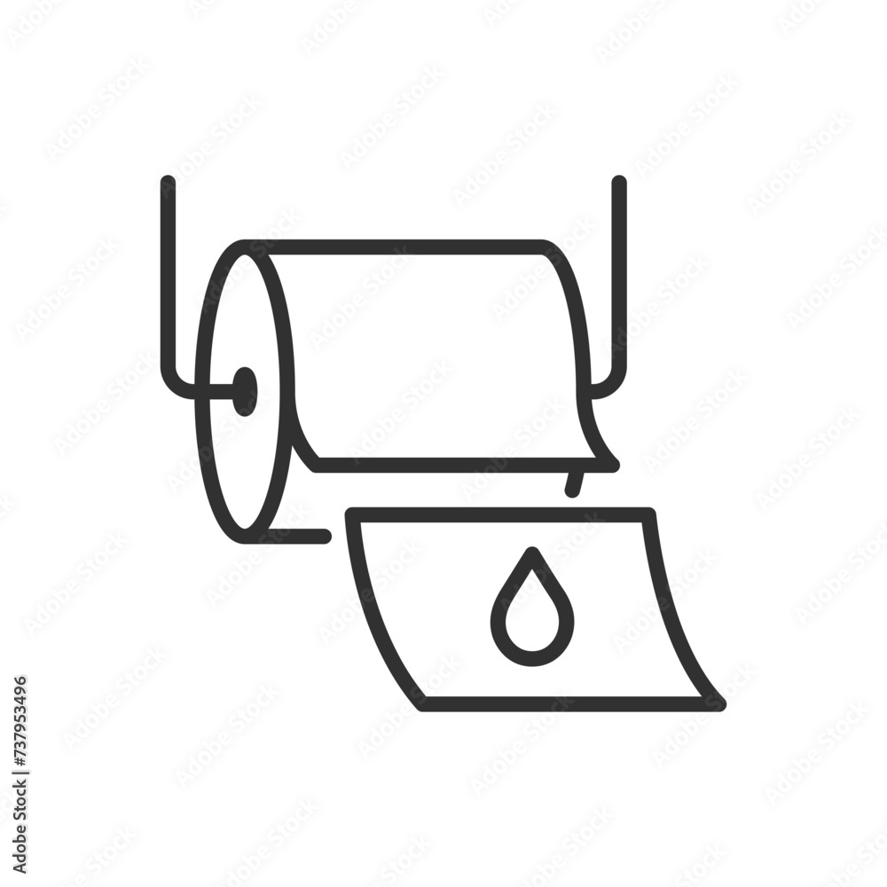 Blood on toilet paper, linear icon, a sign of hemorrhoids, internal ...