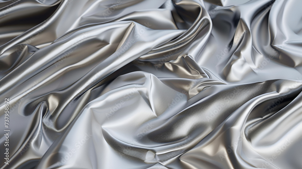 close up of a silver shiny fabric,Shimmering silver foil texture ...