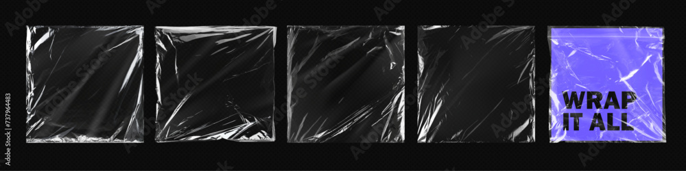 Plastic packaging texture overlay effect. Torn crumpled polyethylene ...
