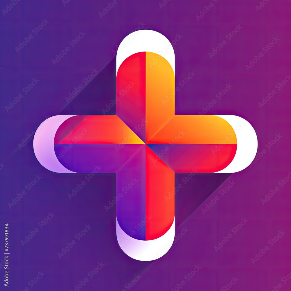 Pharmacy Logo: Simple Orange, White, Purple Design with Plus Sign on ...