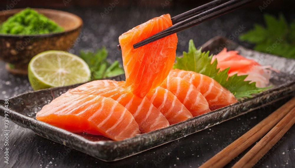 Sashimi presented in a Tasteful Way - Diverse different types of Sliced ...