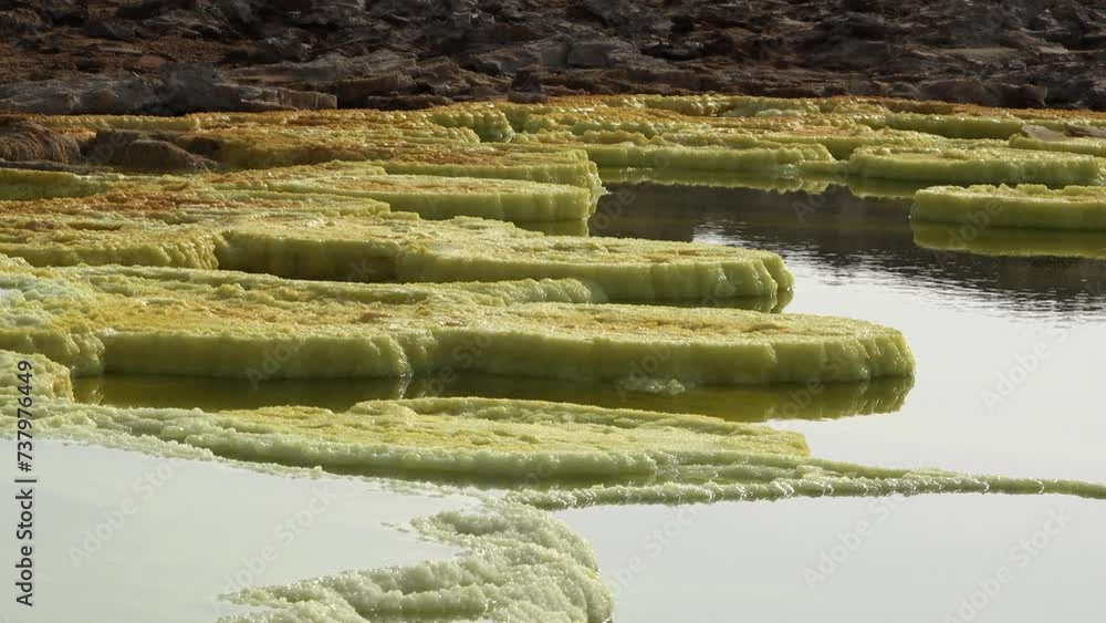 Beauty in nature. Acid lake in the crater of Dallol volcano in the ...