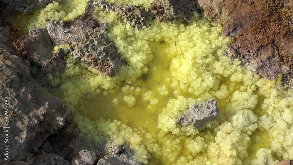 Beauty in nature. Acid lake in the crater of Dallol volcano in the ...