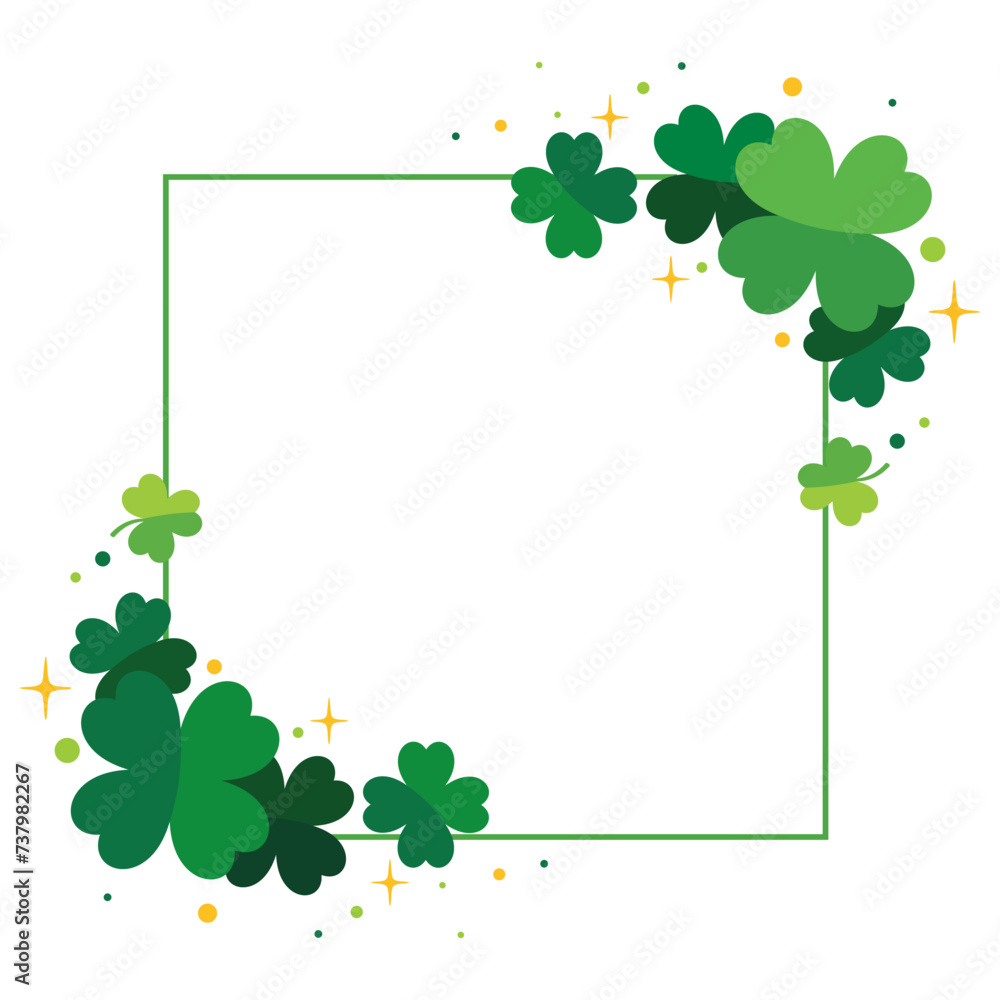 Shamrock border, clover frame on white background, 4 leaf clover border ...
