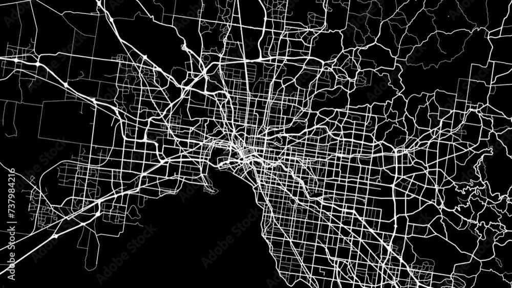 Vidéo Stock Zoom Out Road Map of Melbourne Australia with white roads ...