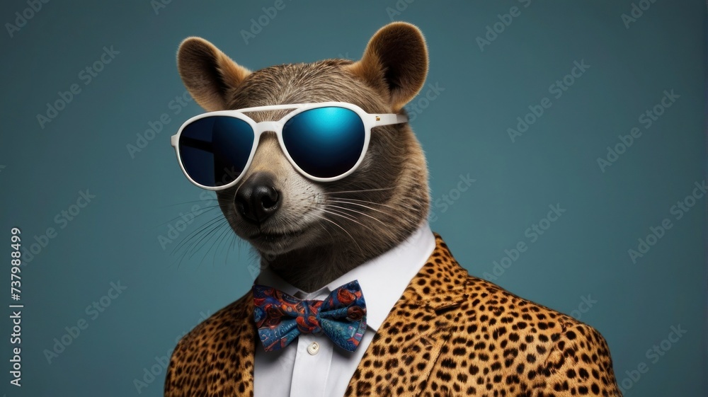 Cool looking animal wearing funky fashion dress - jacket, tie ...