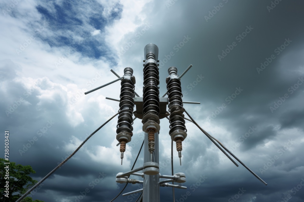 A Detailed View of a Lightning Arrester Installed on an Industrial ...