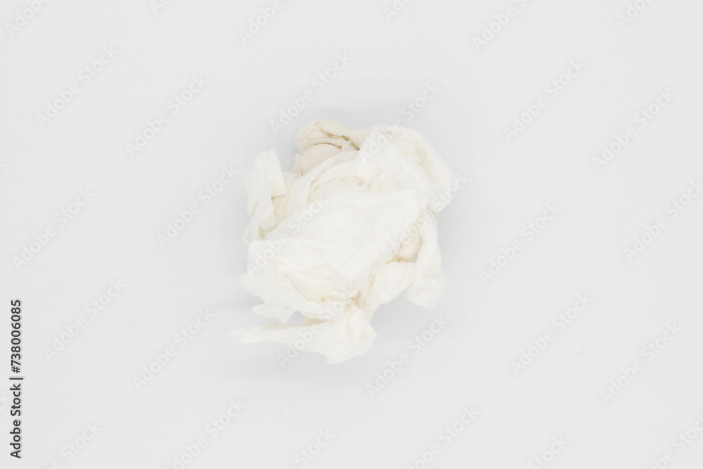 crumpled tissue paper or napkin in strange shape after use in toilet or ...