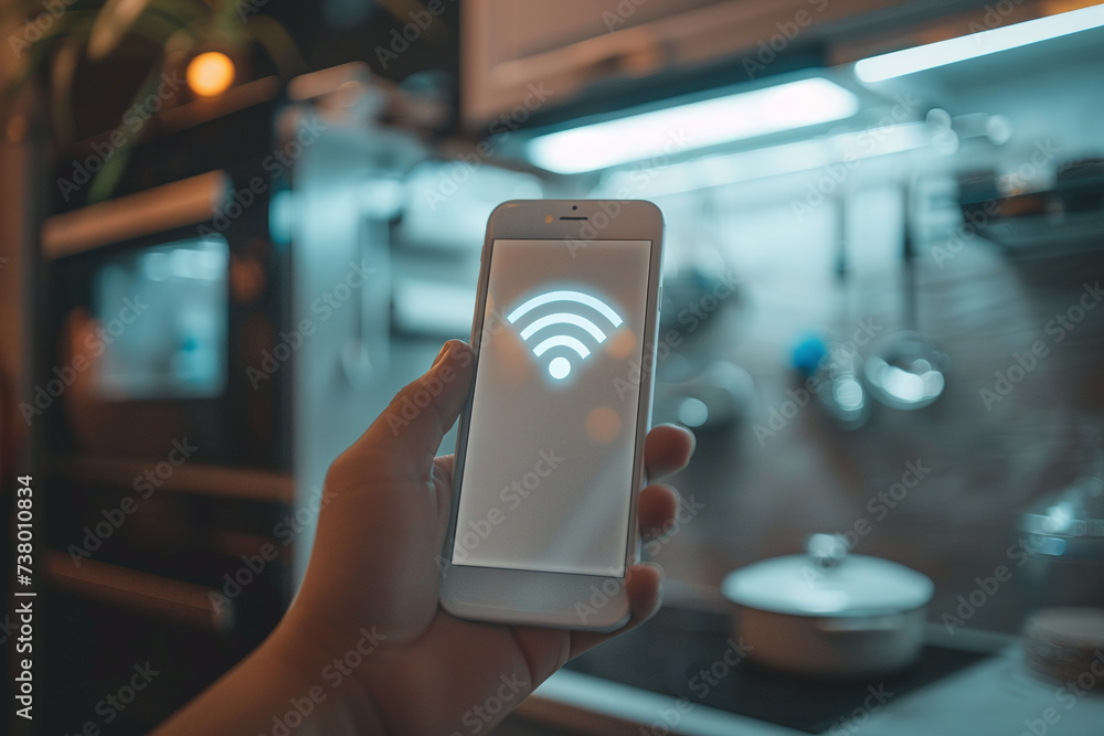 Person is holding phone in his hands. It shows Wi-Fi sign. The concept ...