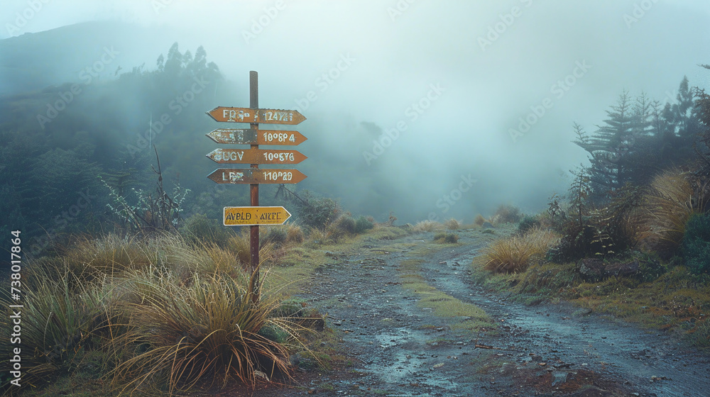 Travel Navigation Guide: Illustration of Waypoints on a Graphic Sign ...
