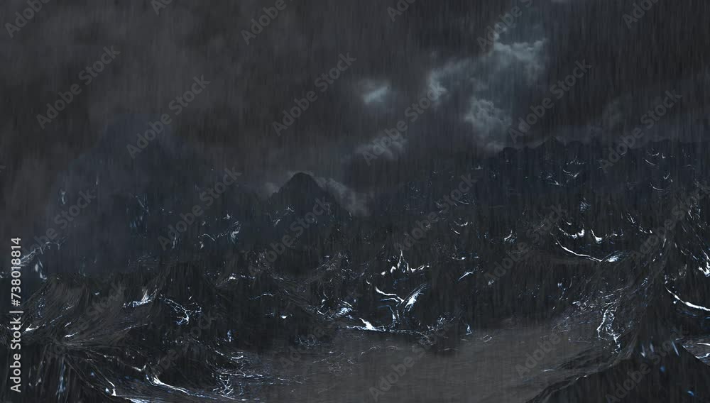 Vidéo Stock Alien black rocky planet in storm with lightning, aerial ...