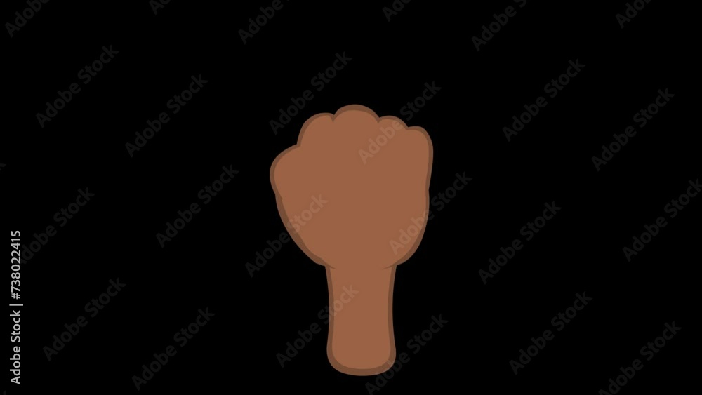 video animation brown hand cartoon closing and opening fingers body ...