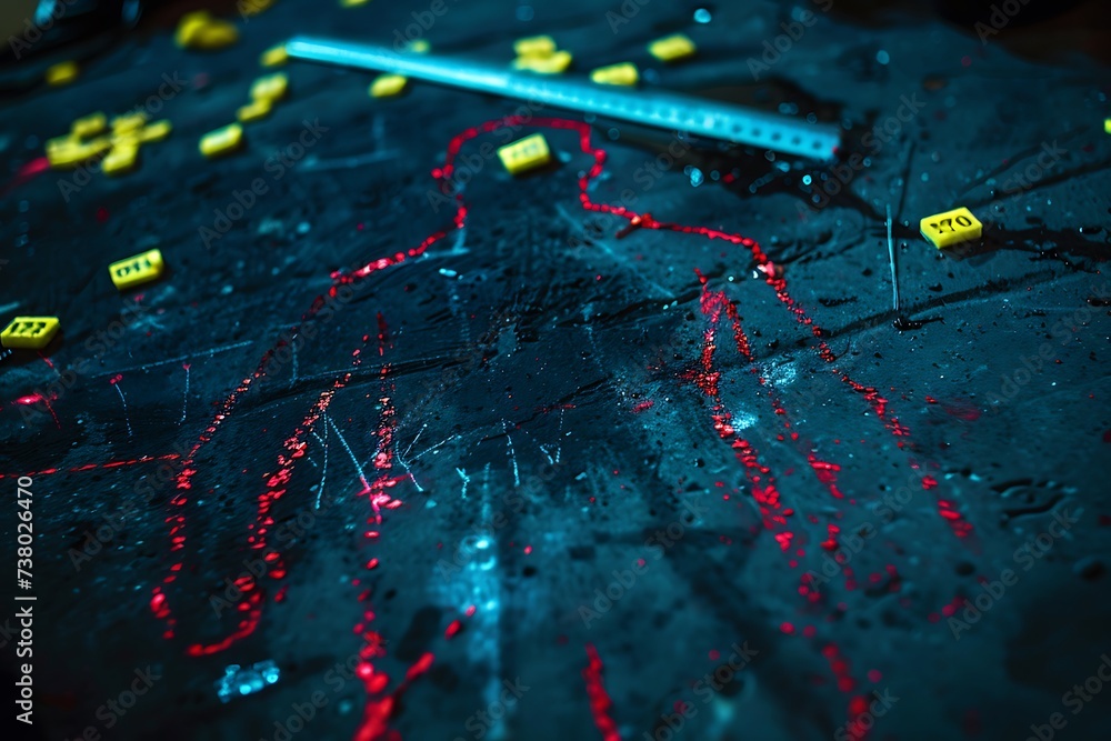 Fotografía Forensic Investigation Murder Crime Scene with Chalk Outline ...