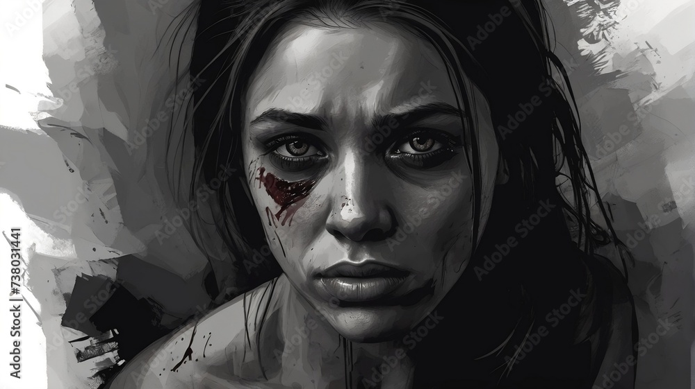 A powerful and emotional depiction of domestic violence, with a woman ...