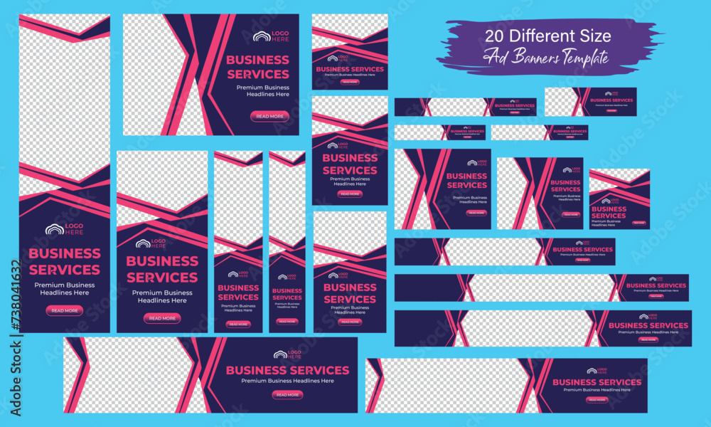 Modern web header banner template. horizontal and vertical web ads ...